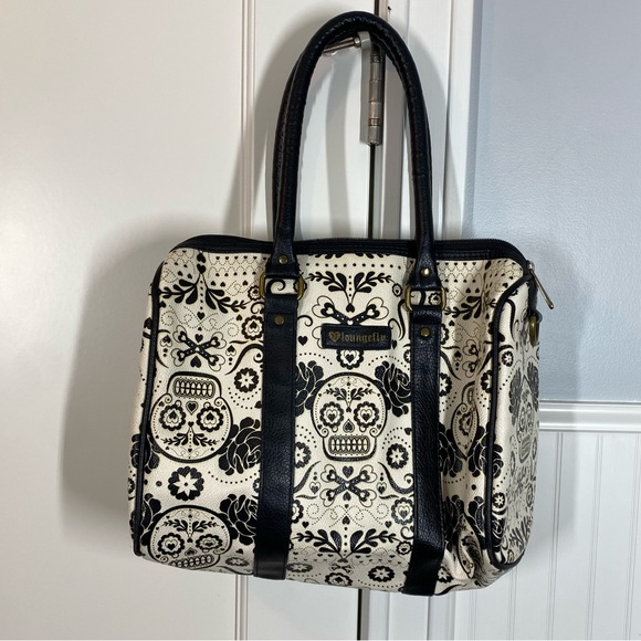 Loungefly | Bags | Loungefly Sugar Skull Black White Tote Bag Purse ...